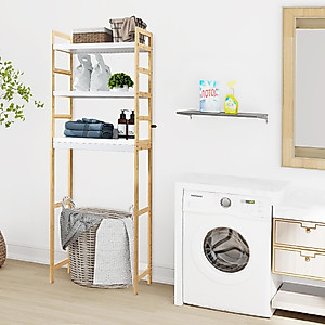 Axeman Over The Toilet Storage, 3-Tier Freestanding Storage Rack Bathroom Organizer Space Saver Above Toilet Stand W/Adjustable Shelves, Fit Most Toilets, Easy Assembly, White