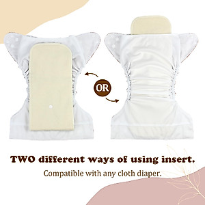 Mama Koala 3-Layer Hemp Cotton Baby Cloth Diaper Inserts, Adjustable and Reusable for Any Baby Cloth Diapers(6 Pack)