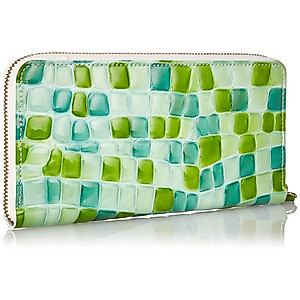 Japan Factory JAW002-Blue Stained Glass Leather Thin Gusset Wallet (Blue) Enamel Finish