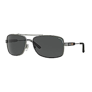 BURBERRY BE3074 100387 63M Gunmetal/Grey Rectangle Sunglasses For Men+ BUNDLE with Designer iWear Complimentary Care Kit