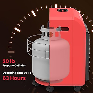 Gasland MHA18R Propane Patio heater, 18,000 BTU Warm Area up to 450 sq. ft, Portable LP Gas Heater for Garages, Workshops and Construction Sites, Ultra Quiet Propane Heater with LP Regulator Hose