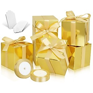 DOYIDE 50 Pack Small Gift Boxes, 3x3x3 Favor Boxes Gold Paper Gift Boxes with Lids for Presents, Crafting, Cupcake Boxes, Gifts, Candy Boxes for Wedding Party Bridal Shower Baby Shower Favors
