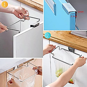 Meiloi Trash Bag Holder for Cupboards Kitchen Cabinet Door, Stainless Steel Portable Garbage Bins