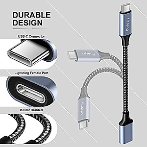 USB C to Lightning Audio Adapter Compatible with iPad Pro MacBook USB-C Phone to Lightning Earphones,Not Support Charging