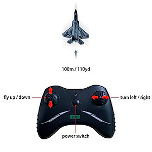 HAWK'S WORK 2 CH RC Airplane, F-22 Plane Ready to Fly, 2.4GHz Remote Control, Easy to Fly RC Glider for Kids & Beginners