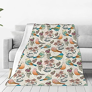 Bird-Blanket Super Soft Throw Blanket for Couch Bed Sofa Cozy Flannel Fuzzy Blanket Plush Throw Blankets for Women Men Gifts Travel Blanket for All Seasons, 40"x30"