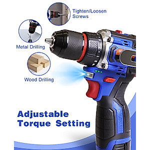 Aspro Cordless Drill, 16.8v Brushless Power Drill Set with Battery and Charger, 2 Variable Speed, 3/8'' Keyless Chuck, Built-In LED, Versatile Small Drills for Electric Drilling and Screwing