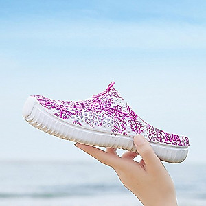 Women Stud Bow Flip-Flops Sandals Beach Flat Rivets Rain Jelly Shoes Hot Pink