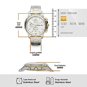 Fossil Men's Dean Quartz Stainless Steel Chronograph Watch, Color: Gold/Silver (Model: FS4795IE)