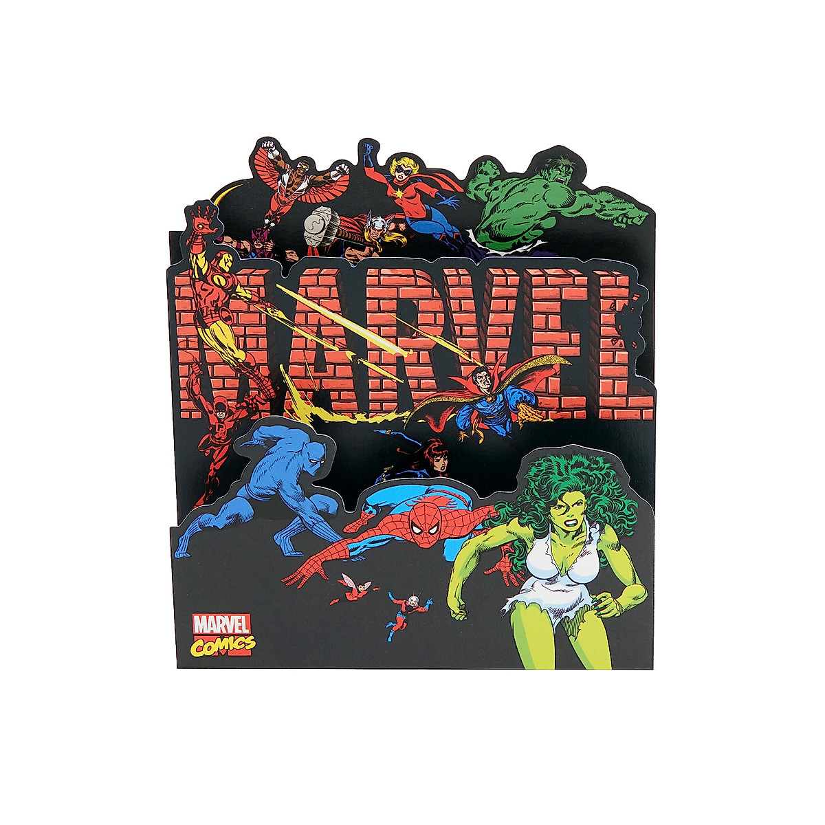 UK Greetings Marvel Birthday Card For Him/Boy/Friend With Envelope - Retro Pop-Up Design, With Iron-Man, She-Hulk, Spider-Man