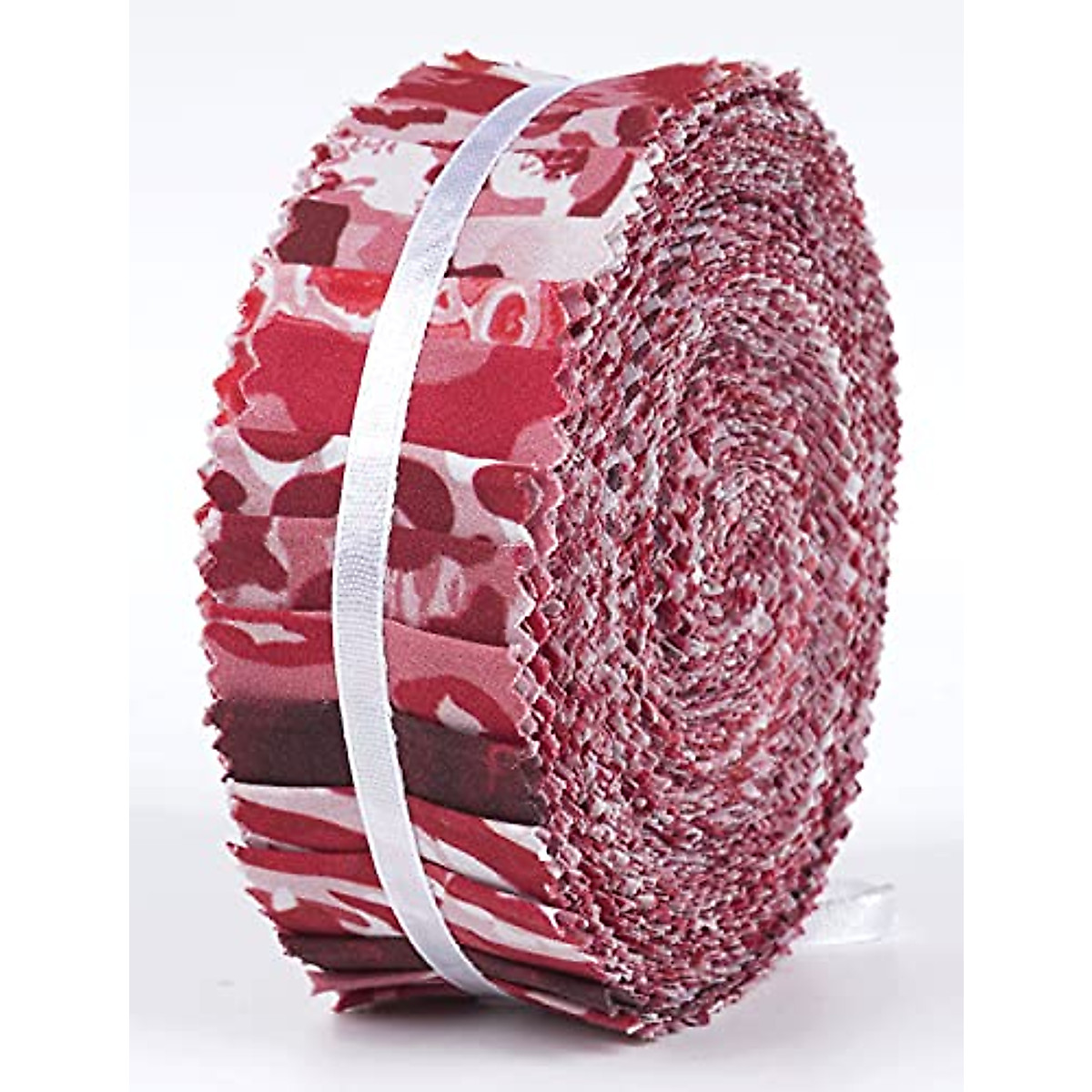 Soimoi 40Pcs Floral Artistic Print Precut Fabrics Strips Roll Up 1.5x42inches Cotton Jelly Rolls for Quilting - Red