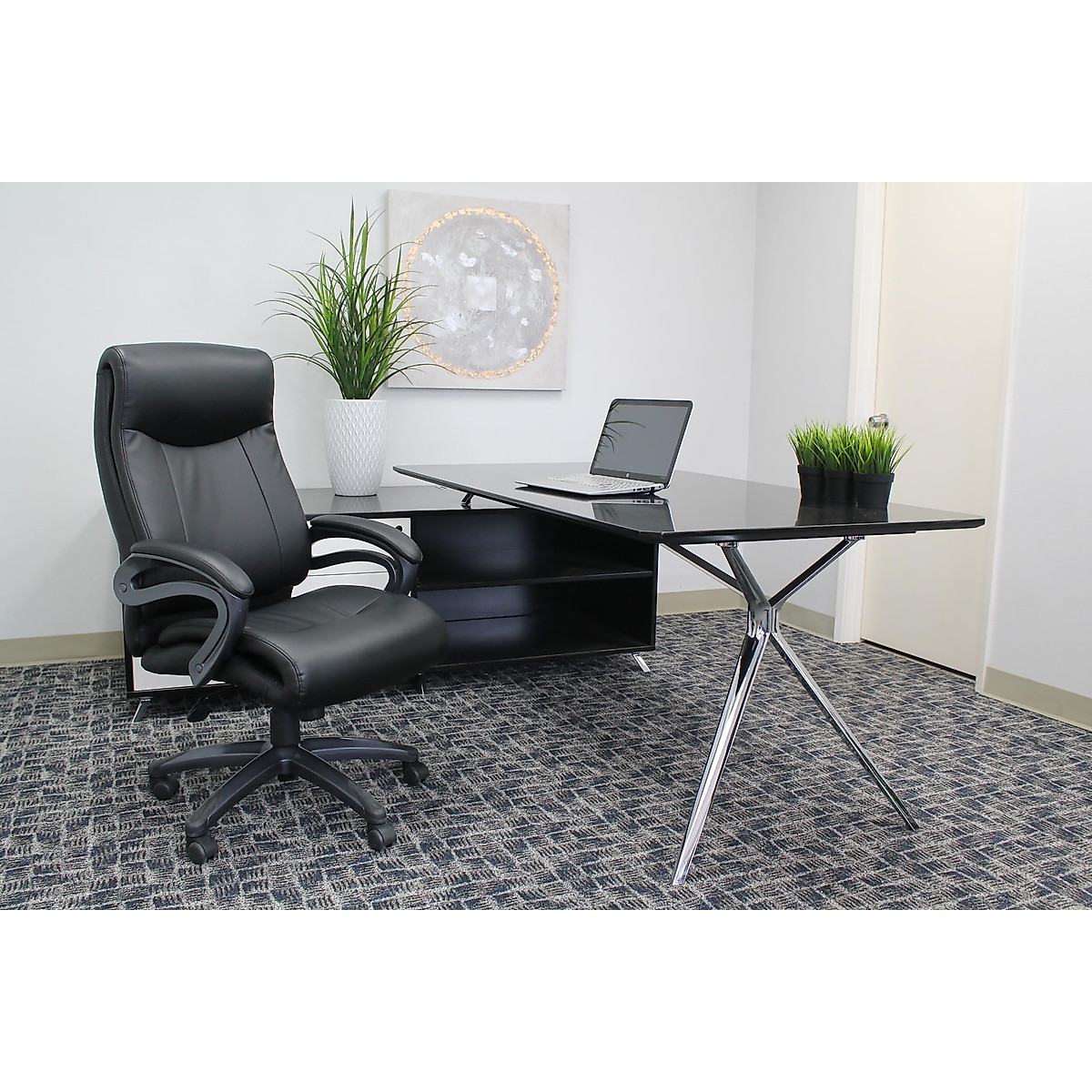 Boss Office Products Boss Double Layer Executive Chair, Black (B8661)