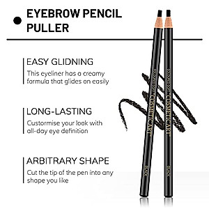 Ownest 6 Pcs Pull Cord Peel-off Eyebrow Pencil Tattoo Makeup and Microblading Supplies Set for Marking, Filling and Outlining, Waterproof and Durable Permanent Eyebrow Liner-Black