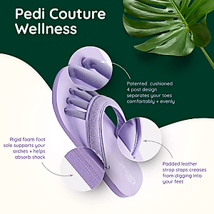 Pedi Couture Pedicure Sandals for Women - Toe Separator Slippers - Purple - Large (8.5-9.5)
