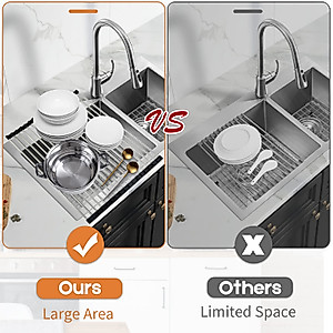 Techsea roll-up-Dish Drying Rack,Multipurpose Heat Resistant Over-The-Sink Dish Drying Rack, Stainless Steel Kitchen Sink Drying Rack