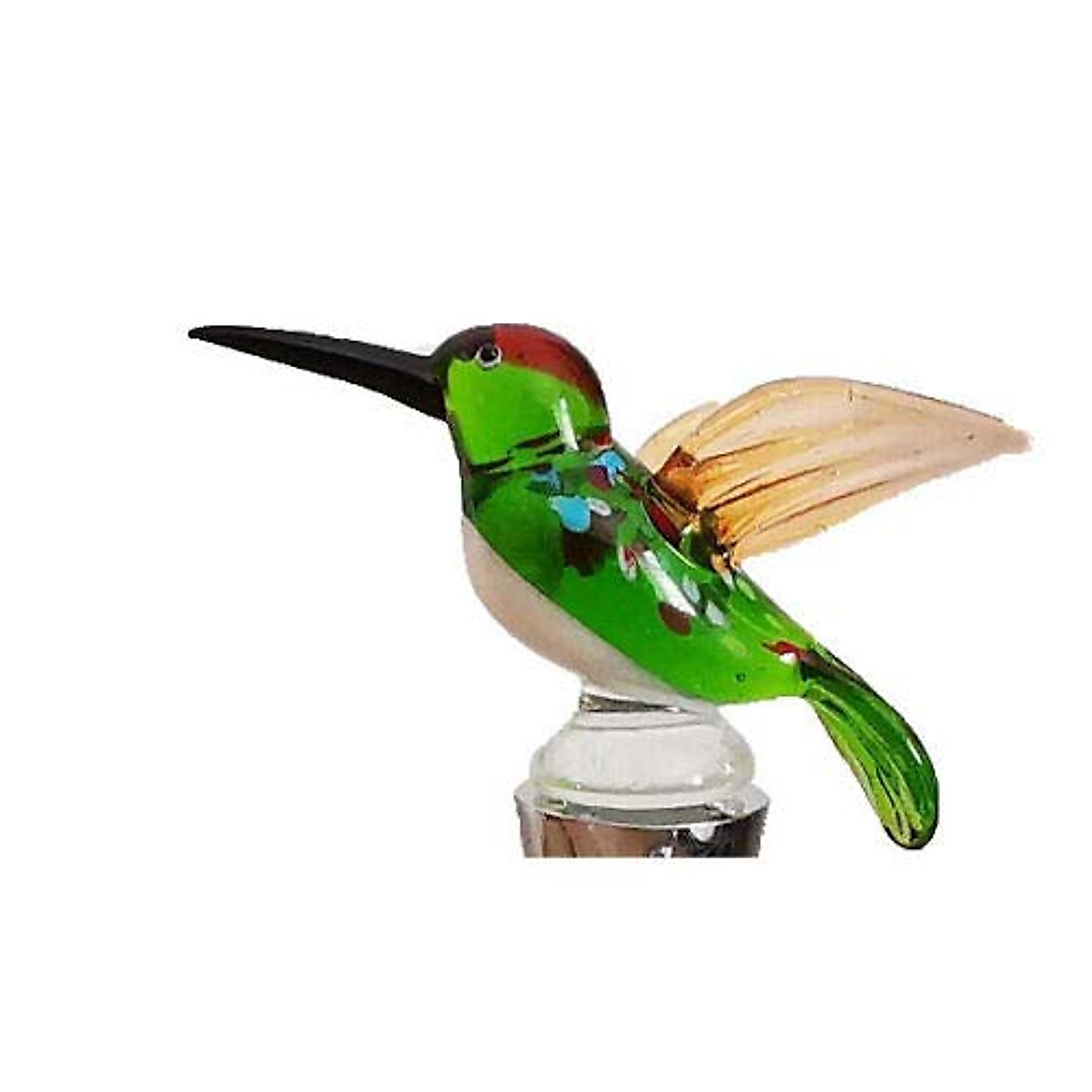 Stainless Steel Wine Bottle Stopper with Hand Made Glass Figurine (Hummingbird)