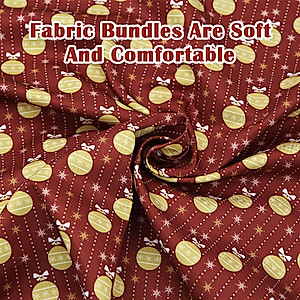 Christmas Fabric Squares Quilting Fabric Patchwork, 50 x 50 cm/ 19.68 x 19.68 Inches Bell Snowflake Snowman Precut Fabric for Sewing DIY Quilting Supplies Xmas Sewing Crafting Gift Wrapper Decor