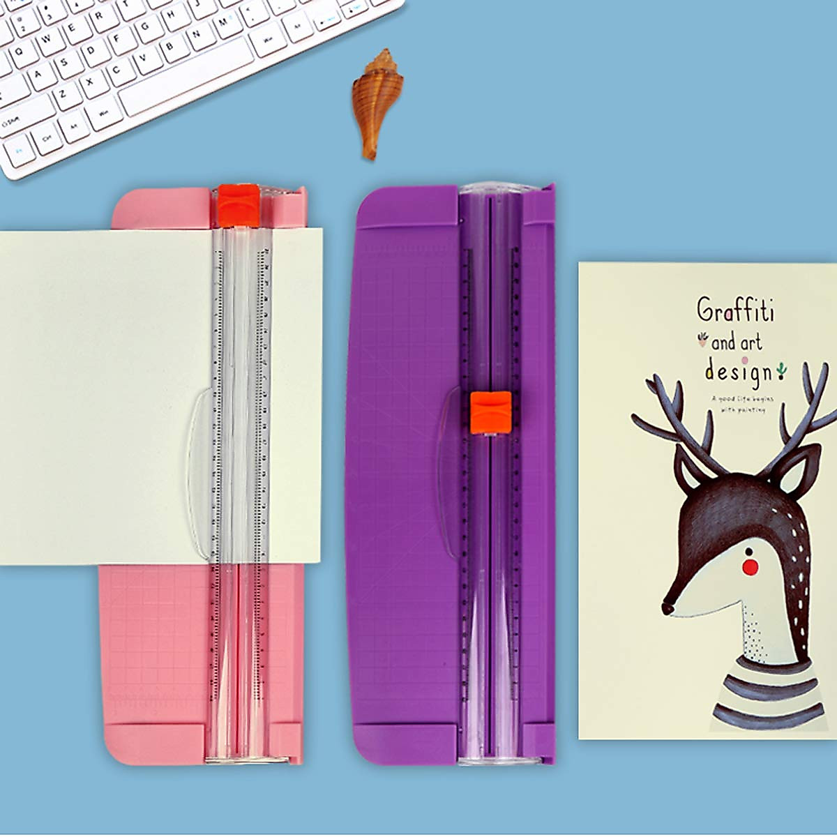 Portable Paper Cutter Guillotine Paper Trimmer Scrapbooking with Security Safeguard for Standard Cutting of A2 A3 A4 A5 Paper, Photos or Labels - Black