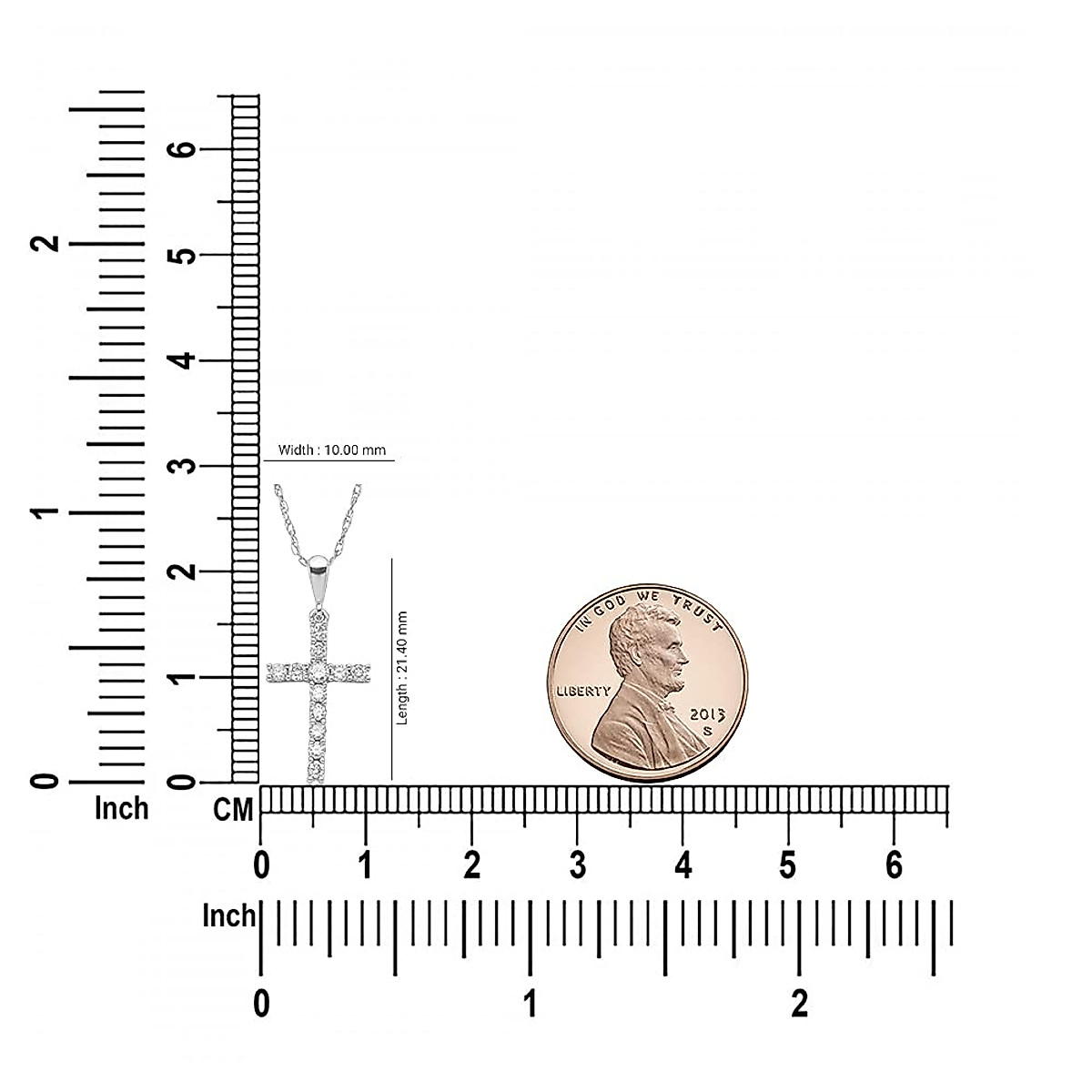 ARAIYA FINE JEWELRY 14K White Gold Round-shape Diamond Cross Pendant with Sterling Silver Chain Necklace (1/2 cttw, I-J Color, I2-I3 Clarity), 18"