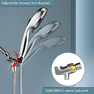JDO Shower Head with Handheld, High Pressure Handheld Shower Head 8 Settings, Detachable Shower Head Set with Stainless Steel Hose and Shower Bracket (Chrome)