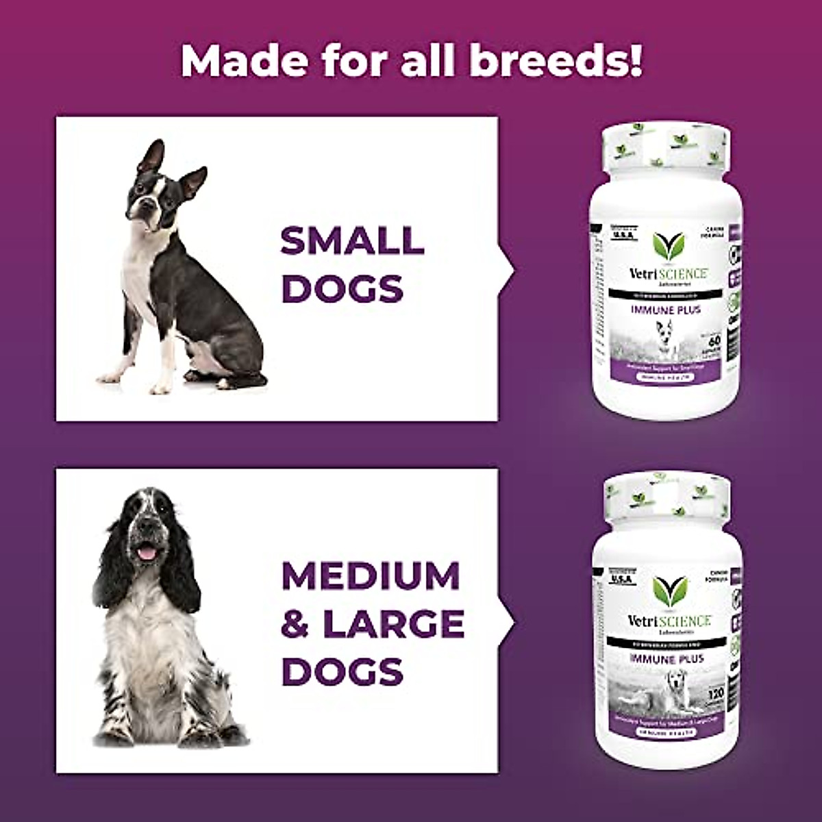 VetriScience Immune Plus Immunity Support for Small Dogs, 60 Capsules – Immune and Allergy Support Supplement for Dogs Under 30 Pounds - Formerly Cell Advance 440