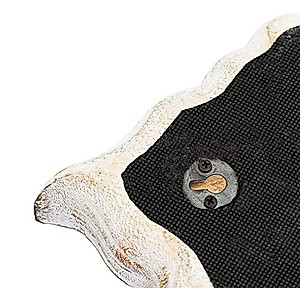 HAWOO White Decorative Tray Leaf Design Wooden Serving Tray Platter Crafts, Food Tray for Dining Kitchen, Living Room, Size 11.25'' X 7''