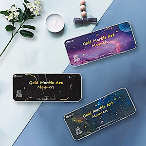 MORCART Fridge Magnets, Cute Locker Magnets, Decorative Magnets for Refrigerator Whiteboard Cabinet Office Kitchen Blackboard Bronzing Art Gift for Adult Hexagon 30PCS (Blue)