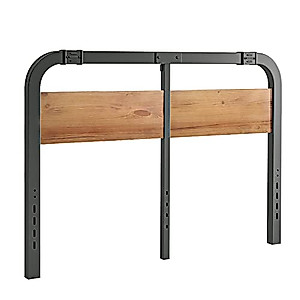 BOSRII Queen Headboards Only, Rustic Solid Wood Board with Black Metal Frame, Add On Design 40 Inches Tall and Adjustable Height, Easy Assembly
