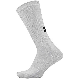 Under Armour Adult Training Cotton Crew Socks, Multipairs , True Gray Heather 2 (6-Pairs) , X-Large