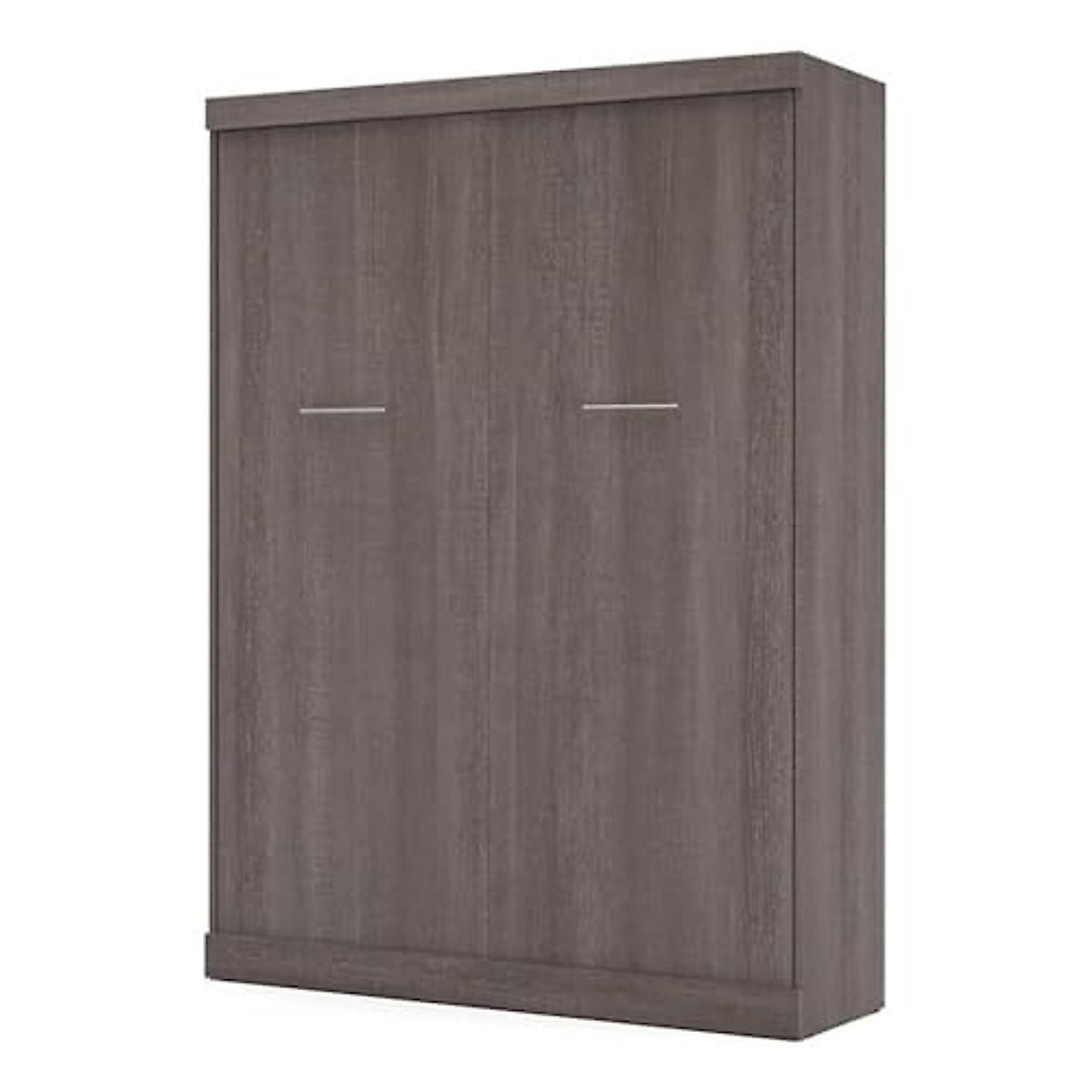 Pemberly Row Queen Size Wall Bed with Wooden Slats in Engineered Wood, in Gray, No Box Spring Needed, Easy Assembly