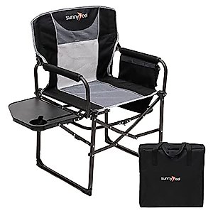 SUNNYFEEL Camping Directors Chair, Heavy Duty,Oversized Portable Folding Chair with Side Table, Pocket for Beach, Fishing,Trip,Picnic,Lawn,Concert Outdoor Foldable Camp Chairs