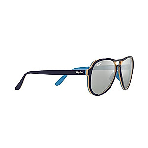 Ray-Ban Men's Rb4355 Vagabond Evolve Polarized Aviator Sunglasses, Blue Creamy Light Blue/Photochromic Grey Mirrored Grey, 58 mm
