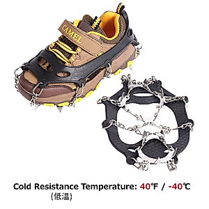 Azarxis Traction Cleats Crampons Ice Snow Grips with Non-Slip Stainless Steel Spikes for Boots and Shoes Grippers for Men Women Kids Hiking Walking Climbing Jogging Fishing (Child, 13 Spikes)