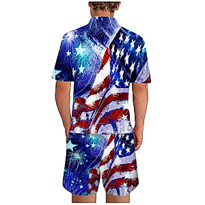 Day Printing Flag American Independence Sports Men's 3D Summer Suit Men Suits & Sets Tall Ships Suite Blue