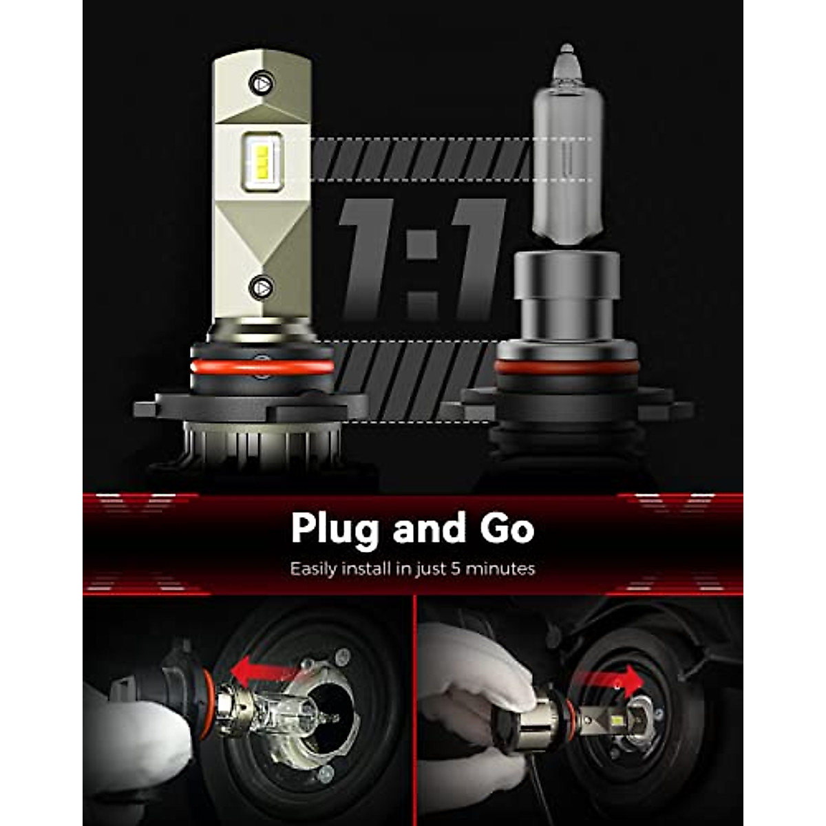 Laxmas H11/H8/H9 9005/HB3 LED Bulbs Combo, 36000 Lumens 140w 600% Super Bright 6500K Cool White, Plug and Play LED Bulbs Conversion Kit ,High Low Beam Replacement Pack of 4