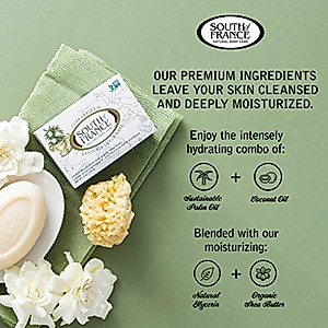 Lush Gardenia Clean Bar Soap by South of France Clean Body Care | Triple-Milled French Soap with Organic Shea Butter + Essential Oils | Vegan, Non-GMO Body Soap | 6 oz Bar – 4 Pack
