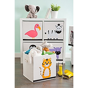 E-Living Store Collapsible Storage Bin Cube for Bedroom, Nursery, Playroom and More 13x13x13" - Tiger
