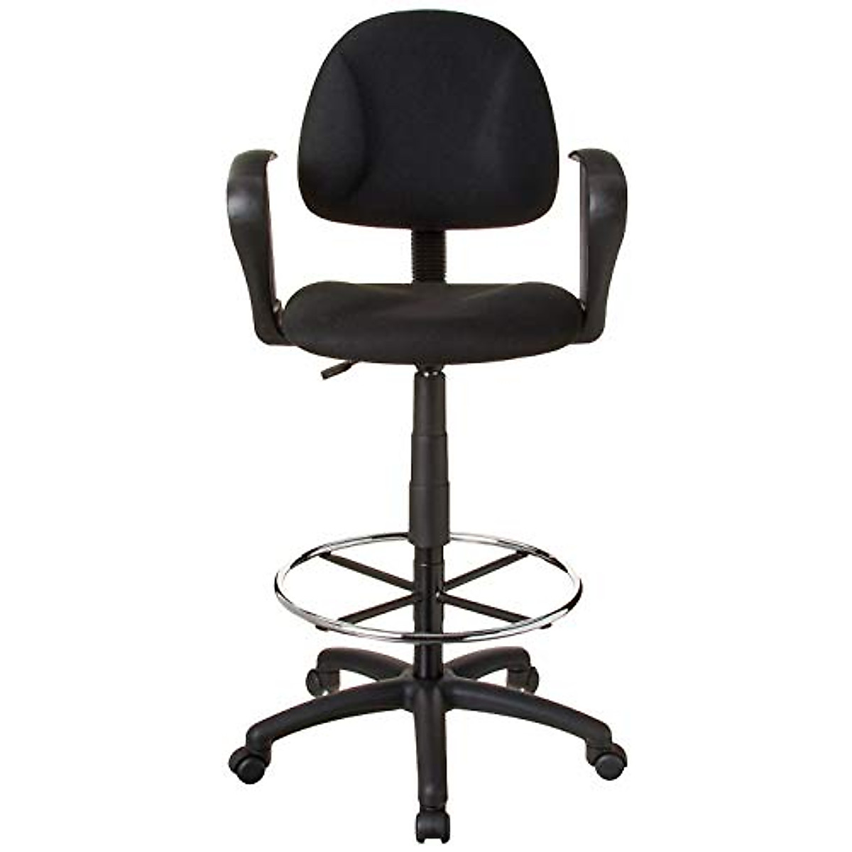 Boss Office Products Ergonomic Works Drafting Chair with Loop Arms in Black