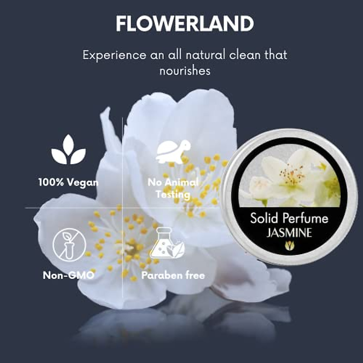 Flowerland Solid Perfume - Portable Pocket Balm Perfume Perfect for Travel Use - Natural Fragrance Parfum for Men and Women - Natural & Vegan - Jasmine (30ml)