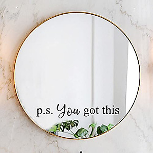 You Got This Mirror Vinly Decal Inspirational Quote Motivational Vinyl You Got This Sticker Bathroom Mirror Decor Wall Vinyl, Black, 11x2 inch