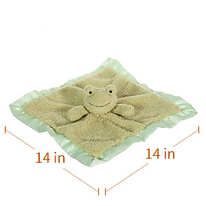Apricot Lamb Luxury Snuggle Plush Cute Green Frog Infant Stuffed Animals Security Blanket Nursery Character Blanket (Green Frog, 14 Inches)