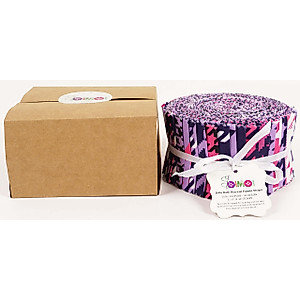 Soimoi 40Pcs Houndstooth Print Cotton Precut Fabrics for Quilting Craft Strips 2.5x42inches Jelly Roll - Purple & Pink