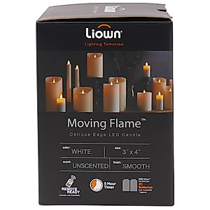 Liown Flameless Candle: Unscented Moving Flame Candle with Timer (4" White)