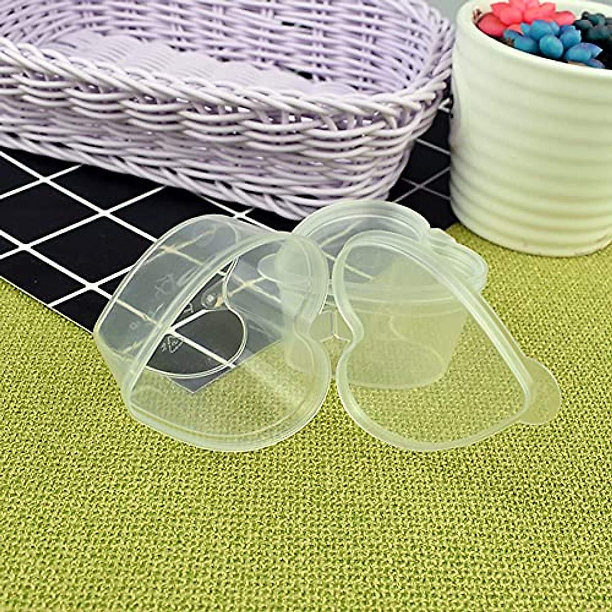 AKOAK 45ml Heart Shape Plastic Storage Box with Cover Transparent Container Organizer Jewelry Earring Spice Storage Box Leakproof Container