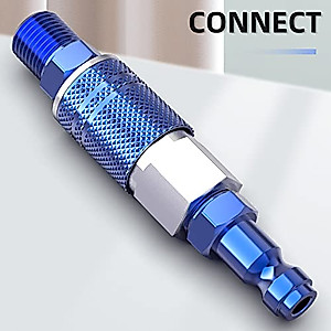 GASHER 20PCS 1/4-Inch NPT Male Blue Aluminum Industrial Air Plug, Pneumatic Plugs 300PSI(T-Style)