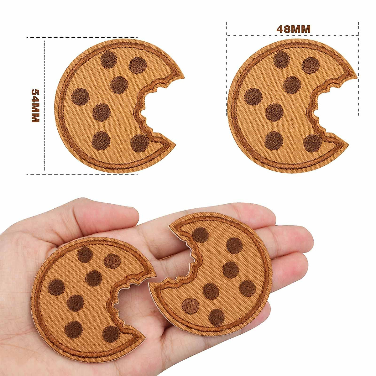 Jdesun 20pcs Cookie Embroidered Patches Chocolate Chip Cookie Iron on Patches Cute Embroidery Applique Sew on Patch for Clothes Hat Pants Shoes Sewing Craft Decoration