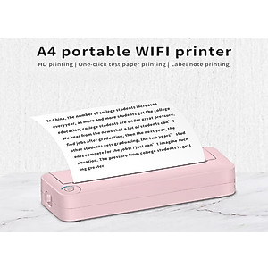 A4 Mobile Thermal Printer, Portable Rechargeable Tattoo Thermal Printer, Travel Bluetooth Inkless Printer for Office Home School