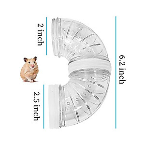WishLotus Hamster Tubes, Adventure External Pipe Set Transparent MaterialHamster Cage & Accessories Hamster Toys to Expand Space DIY Creative Connection Tunnel Track Rat Toy (White)