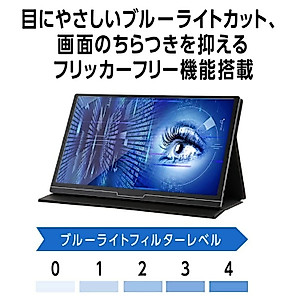 Greenhouse GH-ELCU16B-BK 15.8-inch Mobile Monitor with Speaker, Full HD, Thin, Wide Viewing Angle, Blue Light Reduction, Mini HDMI, USB-Type C Power Supply