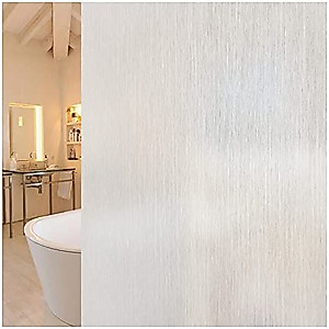 Viseeko Privacy Window Film: Frosted Glass Window Film Non-Adhesive Static Cling Window Film Sun Blocking Removable Room Decor for Bathroom Home Office (Silver Silk, 23.6 x 78.7 inches)
